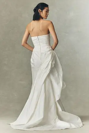 Watters Monroe Strapless Ruffled Column Wedding Gown