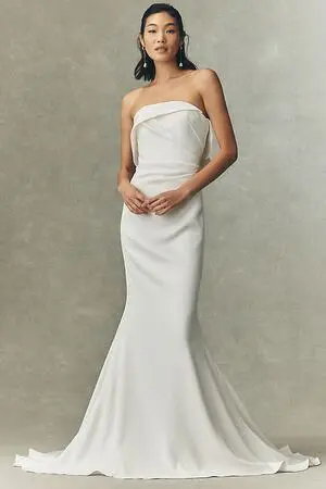 BESA Claude Foldover Strapless Column Gown