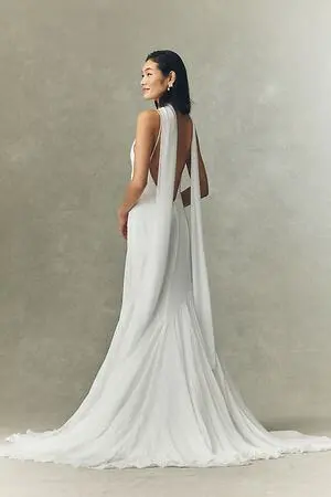 BESA Edin V-neck Chiffon A-line Gown