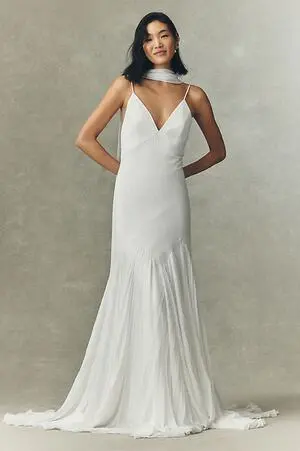 BESA Edin V-neck Chiffon A-line Gown