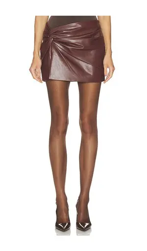 Brown Faux Leather Mini Skirts