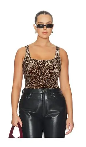 Good American Velvet Modern Tank Bodysuit - Mini Lucky Leopard
