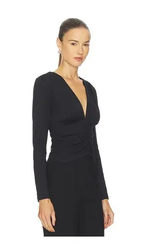 Susana Monaco Gathered V Long Sleeve Top
