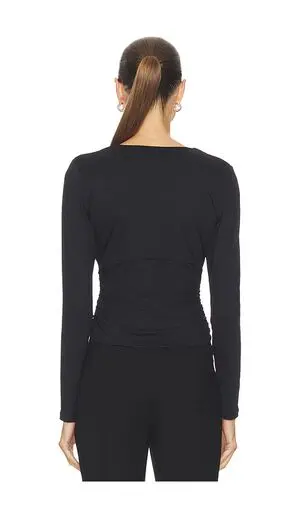 Susana Monaco Gathered V Long Sleeve Top