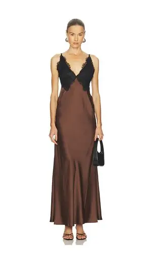 LoveShackFancy Iridia Dress - Chocolate Brown