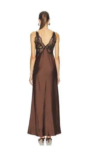LoveShackFancy Iridia Dress - Chocolate Brown