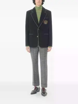 Valentino Garavani Single-breasted Wool Jacket With Torchon Piping And Patch