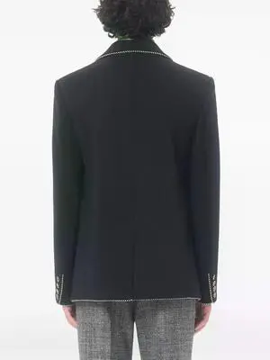 Valentino Garavani Single-breasted Wool Jacket With Torchon Piping And Patch