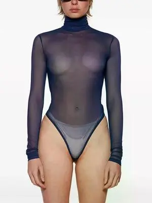 LAQUAN SMITH Mesh Bodysuit With High Neck And Open Back