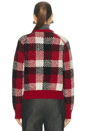Guest In Residence Buffalo Plaid Wool And Cashmere Blend Cardigan - Ruby Combo