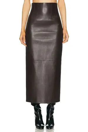 Khaite Loxley Leather Skirt - Mud