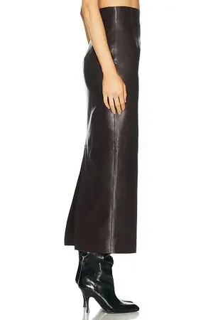 Khaite Loxley Leather Skirt - Mud