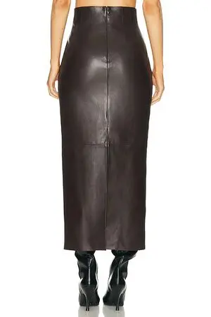 Khaite Loxley Leather Skirt - Mud
