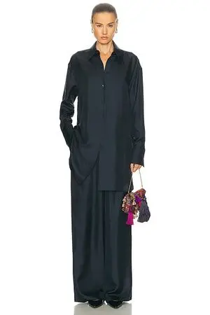 RÓHE Oversized Silk Button-down Top