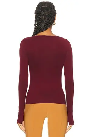 Enza Costa Fluid Jersey Draped Boatneck Top - Barolo