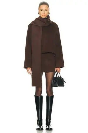 L'academie Milly Wool Jacket With Scarf - Chocolate Brown