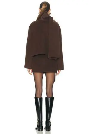 L'academie Milly Wool Jacket With Scarf - Chocolate Brown