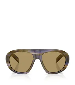 Prada Acetate Oversized Sunglasses - Brown