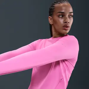 Nike Swift Dri-fit Uv Long-sleeve Crew-neck Running Top - Pink