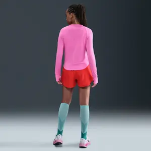 Nike Swift Dri-fit Uv Long-sleeve Crew-neck Running Top - Pink