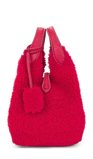 Polo Ralph Lauren Shearling & Pebble Leather Crossbody Tote - Red
