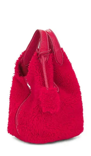 Polo Ralph Lauren Shearling & Pebble Leather Crossbody Tote - Red