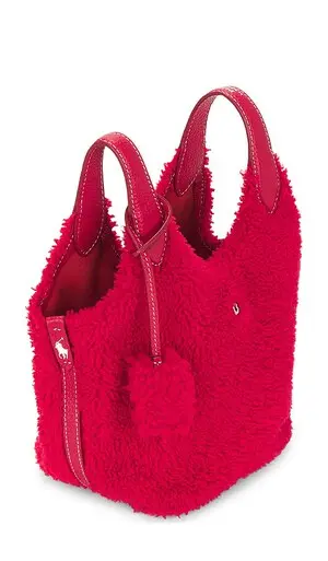 Polo Ralph Lauren Shearling & Pebble Leather Crossbody Tote - Red