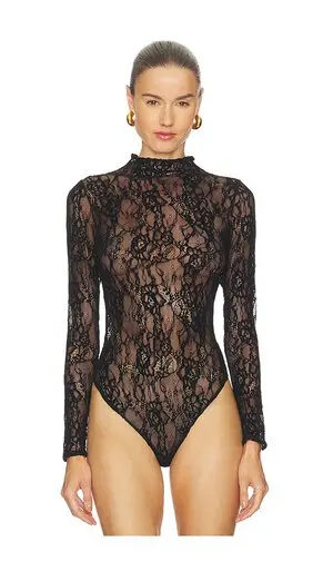 Good American Lace Mock Neck Bodysuit