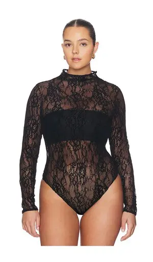 Good American Lace Mock Neck Bodysuit