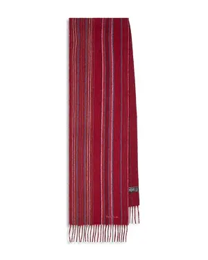 Paul Smith Trent Striped Wool Scarf Burgundy