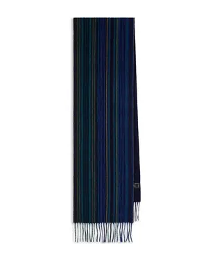 Paul Smith Trent Striped Wool Scarf Navy