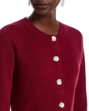SINGLE THREAD Cotton Flare Sleeve Cardigan - Cabernet
