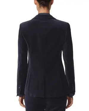 REISS Verda Single Breasted Velvet Jacket - Navy