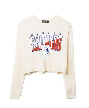 Junk Food Clothing Nfl Denver Broncos Slant Crop Thermal - Oatmeal