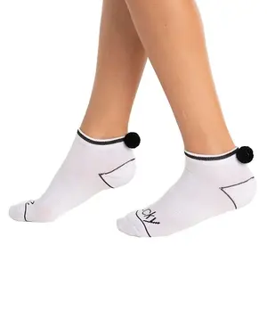 Lucky In Love Pom Low Cut Socks - White