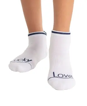 Lucky In Love Pom Low Cut Socks - White
