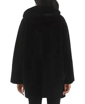 Gorski Reversible Textured Shearling Parka Coat - Black/black