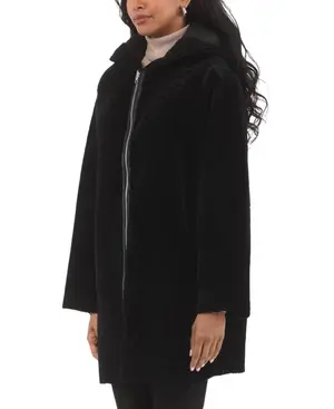 Gorski Reversible Textured Shearling Parka Coat - Black/black