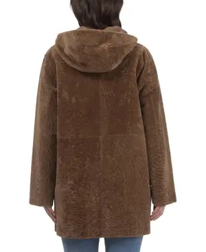 Gorski Reversible Textured Shearling Parka Coat