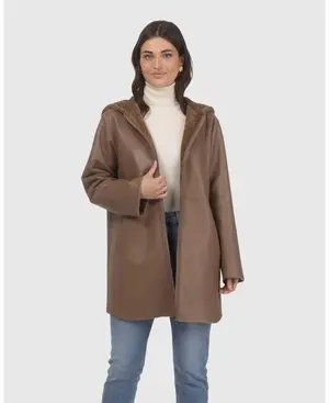 Gorski Reversible Textured Shearling Parka Coat