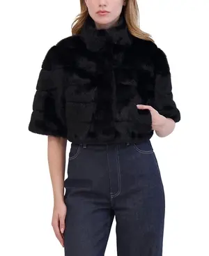 LYLA GRANT Faux Fur Bolero - Black