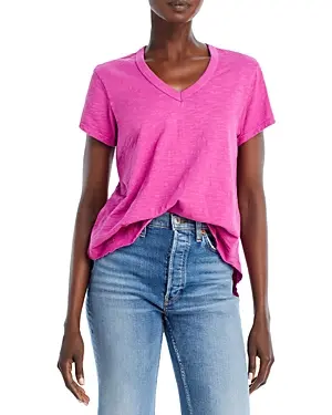 Wilt Shrunken V-Neck Tee Fuchsia