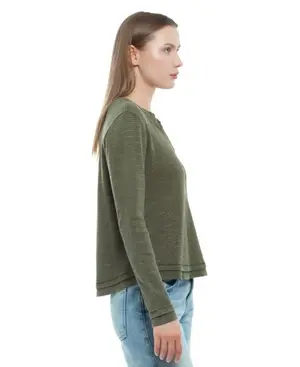WILT CLOTHING Henley Mock Neck Tee - Dark Olive