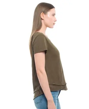WILT CLOTHING Short Sleeve Mock Layer Tee - Dark Olive