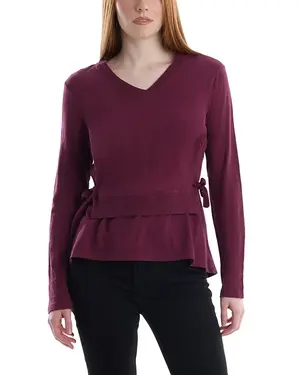 Wilt Mixed Media Double Layer Tee - Dark Fig
