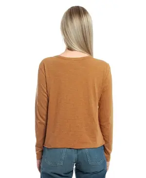 WILT CLOTHING Asymmetrical Hem Tee With Button Detail - Medium Brown