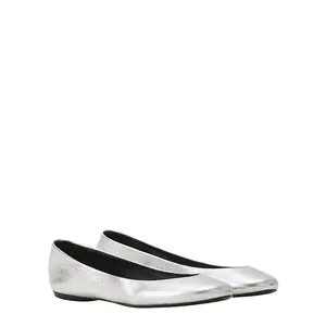 LANVIN Ballerina Flat In Metallic Leather - Silver