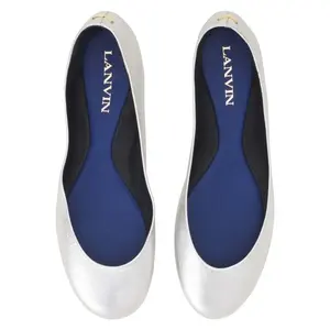LANVIN Ballerina Flat In Metallic Leather - Silver
