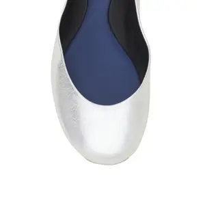 LANVIN Ballerina Flat In Metallic Leather - Silver