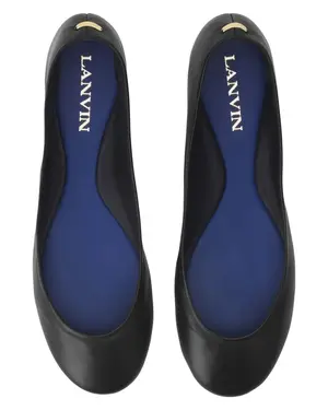 LANVIN Leather Ballerina Flats - Black